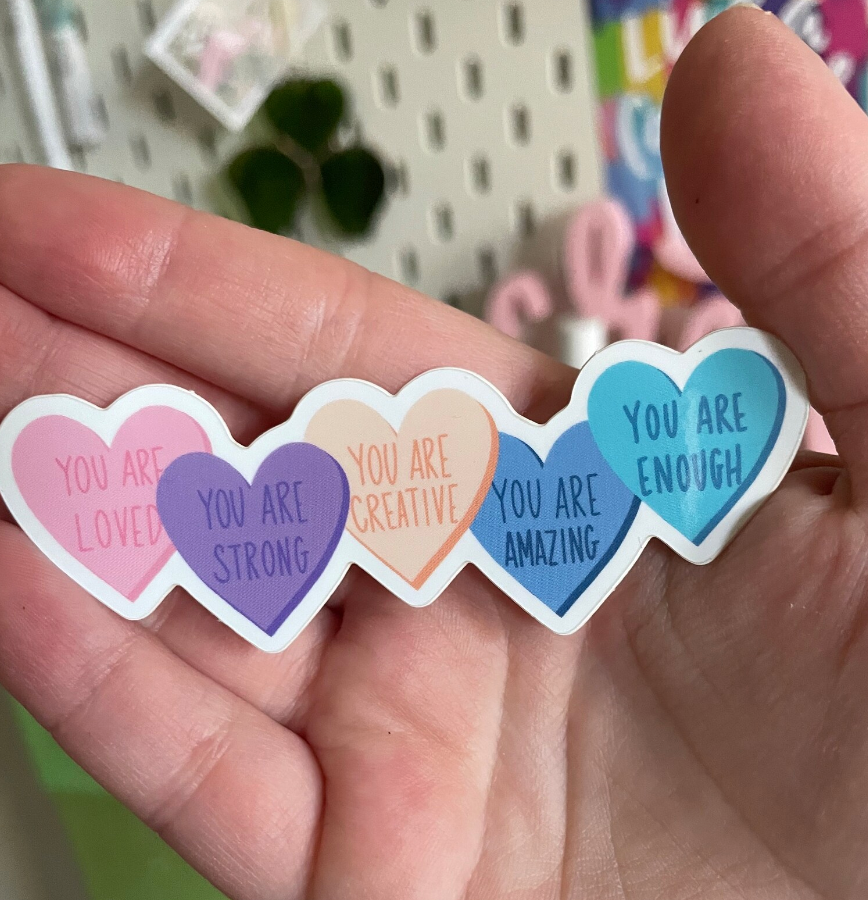 Candy Heart Affirmations Sticker – Tidal Salt Co